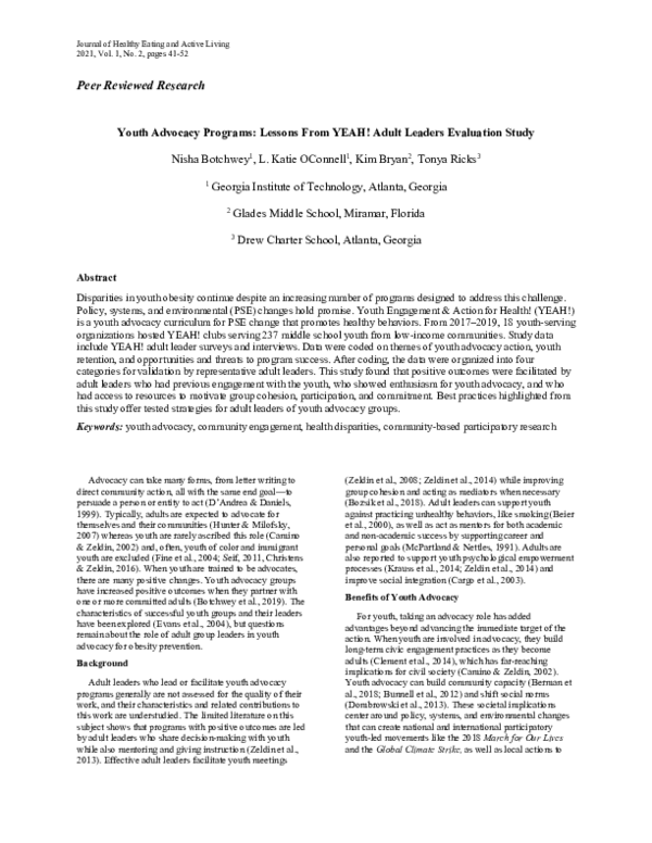 (PDF) Successful youth advocacy (YA) programs