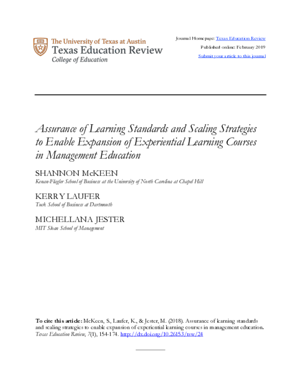 (PDF) Assurance of learning standards and scaling strategies to enable ...