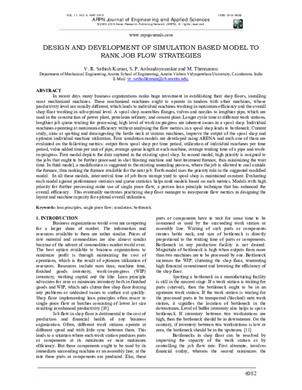 Pdf Design And Development Of Simulation Based Model To Rank Job Flow Strategies