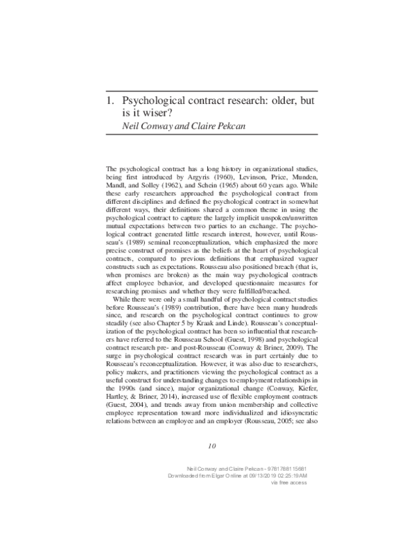 (PDF) Psychological contract research: older, but is it wiser?
