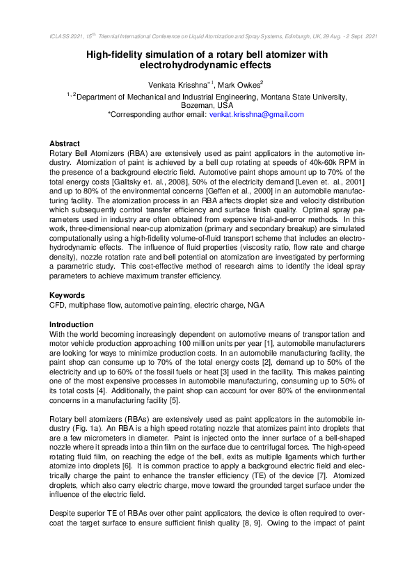 (PDF) High-fidelity simulation of a rotary bell atomizer with ...