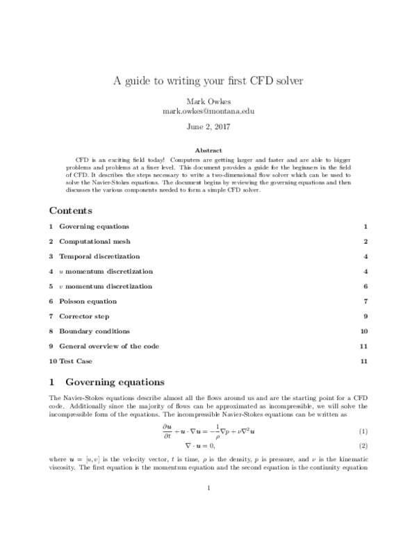 (PDF) A guide to writing your first CFD solver