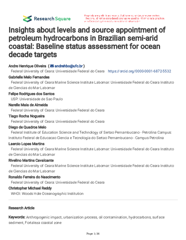 (PDF) Insights about levels and source appointment of petroleum ...