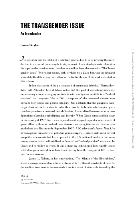 (PDF) The Transgender Issue: An Introduction