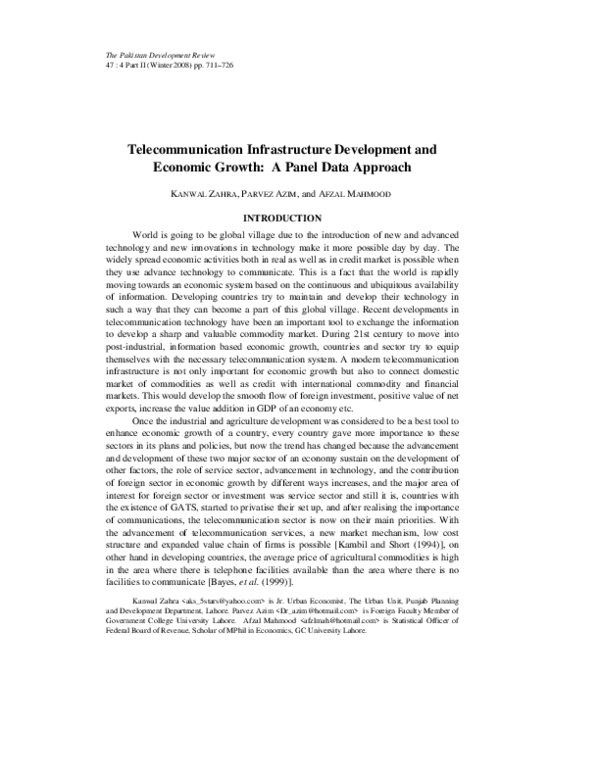 (PDF) Telecommunication Infrastructure Development and Economic Growth ...