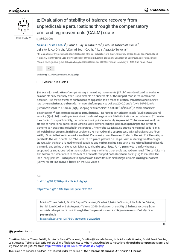 (PDF) Evaluation of stability of balance recovery from unpredictable ...