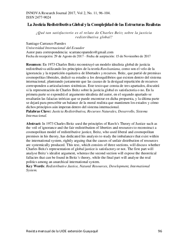 (PDF) La Justicia Redistributiva Global y la Complejidad de las ...