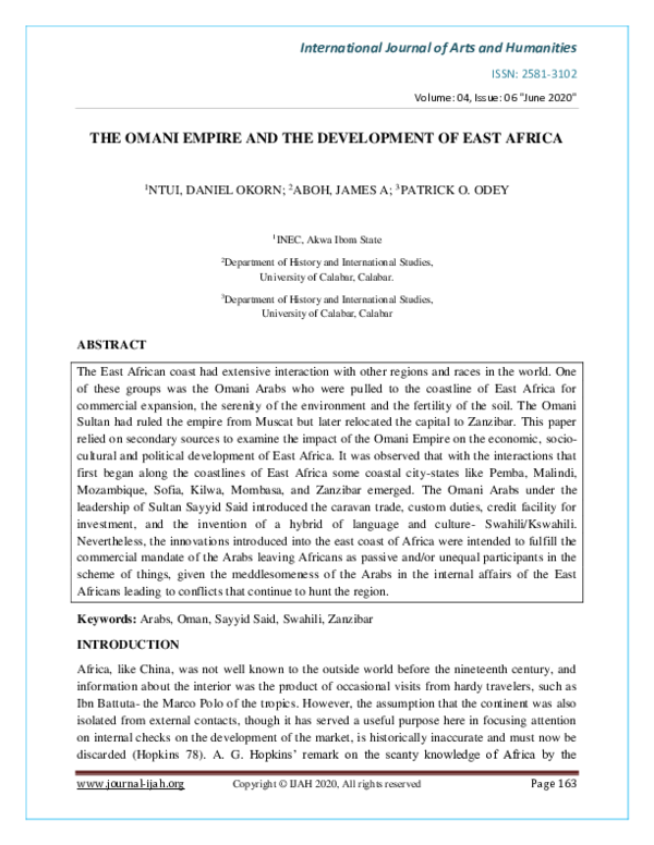 (PDF) The Omani Empire and the Development of East Africa