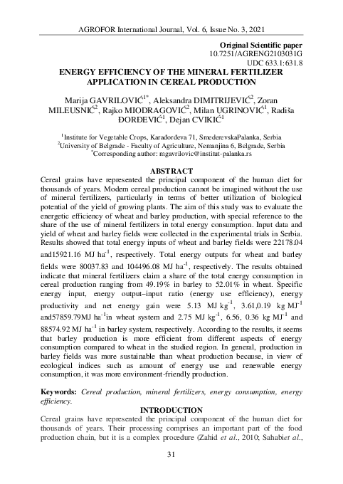 (PDF) Energy Efficiency of the Mineral Fertilizer Application in Cereal ...