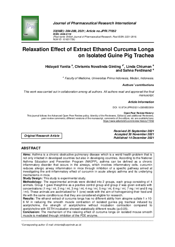 (PDF) Relaxation Effect of Extract Ethanol Curcuma Longa on Isolated ...