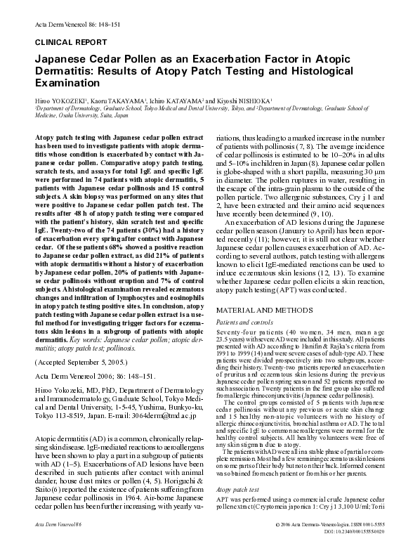 (PDF) Japanese cedar pollen as an exacerbation factor in atopic ...