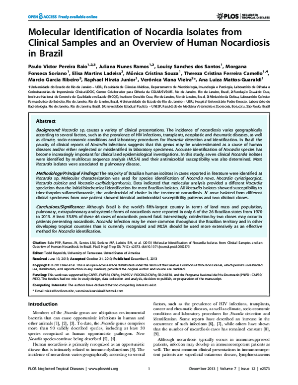 (PDF) Molecular Identification of Nocardia Isolates from Clinical ...