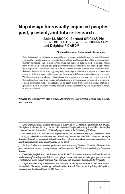 (PDF) Map design for visually impaired people: past, present, and ...