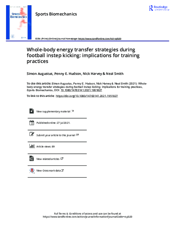 (PDF) Whole-body energy transfer strategies during football instep ...