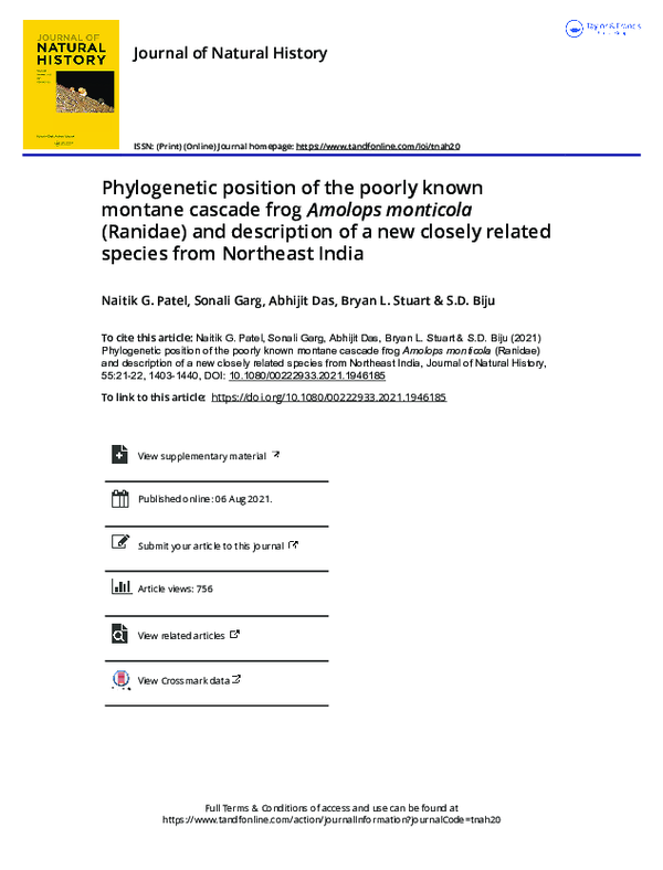 (PDF) Phylogenetic position of the poorly known montane cascade frog ...