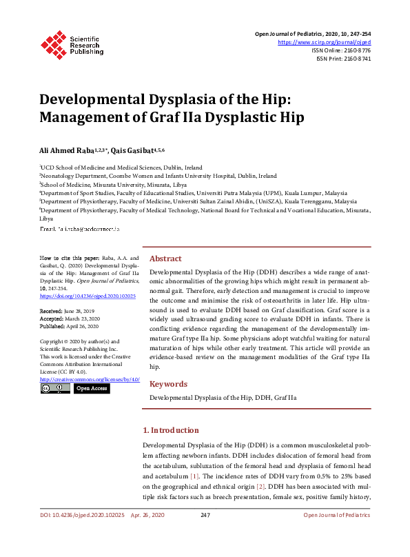(PDF) Developmental Dysplasia of the Hip: Management of Graf IIa ...