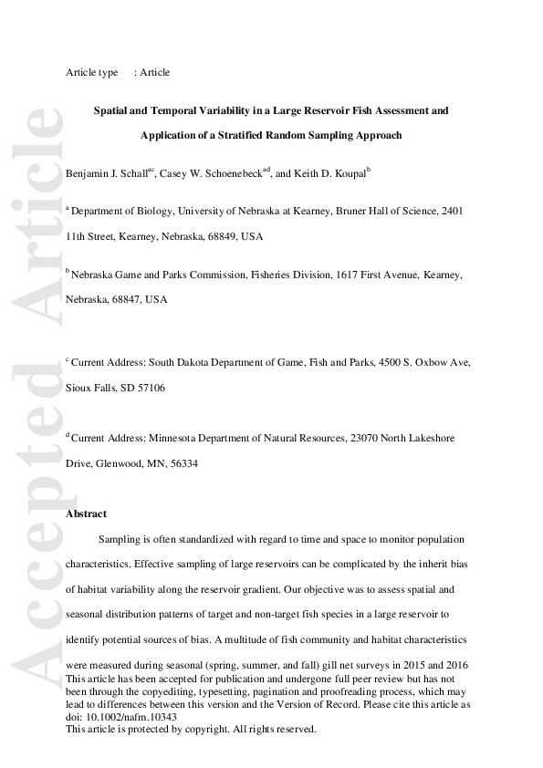 (PDF) Spatial and Temporal Variability in a Large‐Reservoir Fish Assessment and Application of a ...