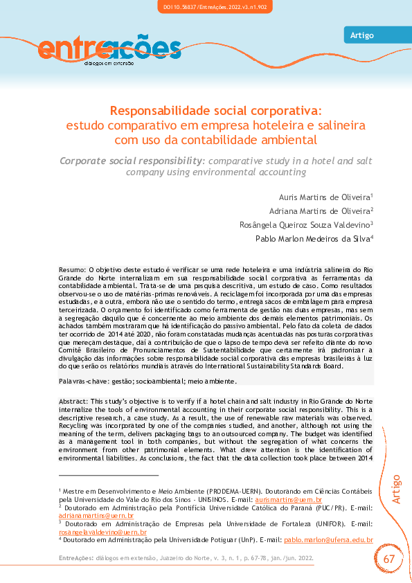 (PDF) Responsabilidade social corporativa: estudo comparativo em empresa hoteleira e salineira ...