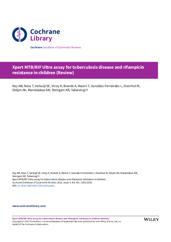 (PDF) Xpert MTB/RIF Ultra assay for tuberculosis disease and rifampicin ...