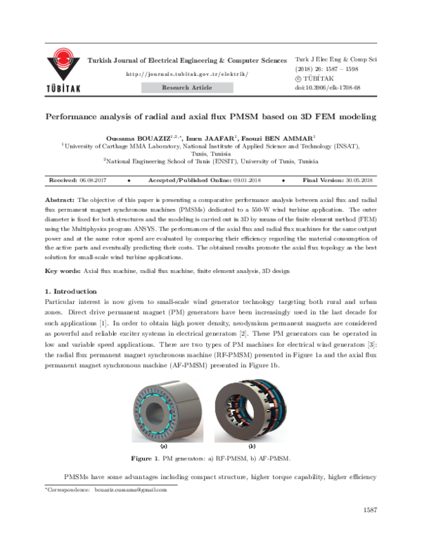 (PDF) Performance analysis of radial and axial ux PMSM based on 3D FEM ...