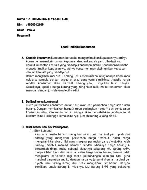 (PDF) PUTRI MALIKA RESUME 5 PERILAKU KONSUMEN