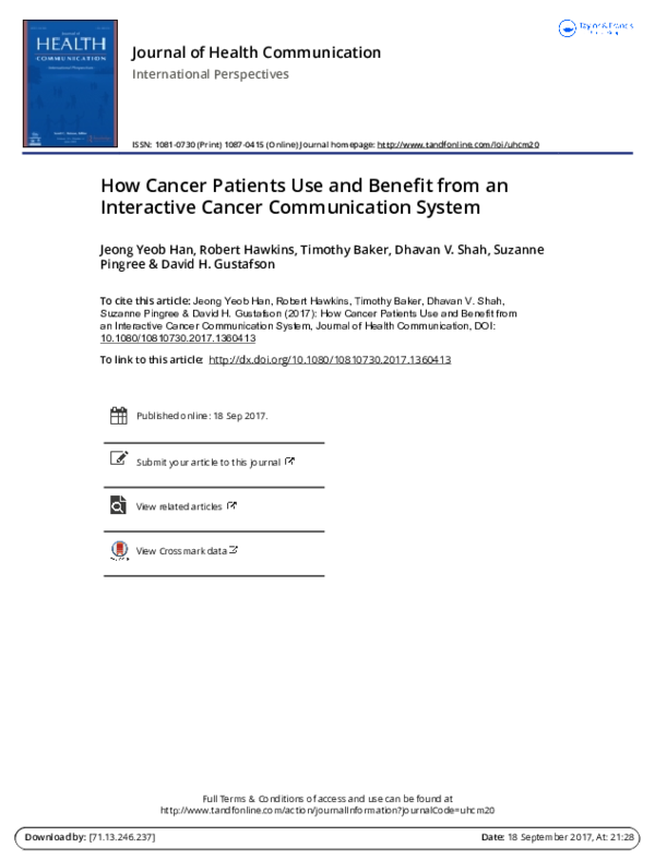 (PDF) How Cancer Patients Use and Benefit from an Interactive Cancer ...