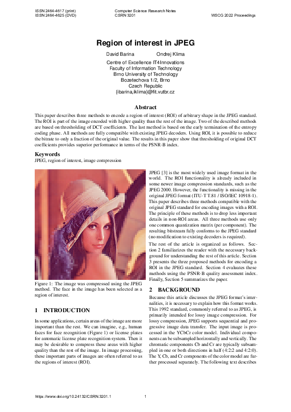 (PDF) Efficient ROI Encoding in JPEG Formats