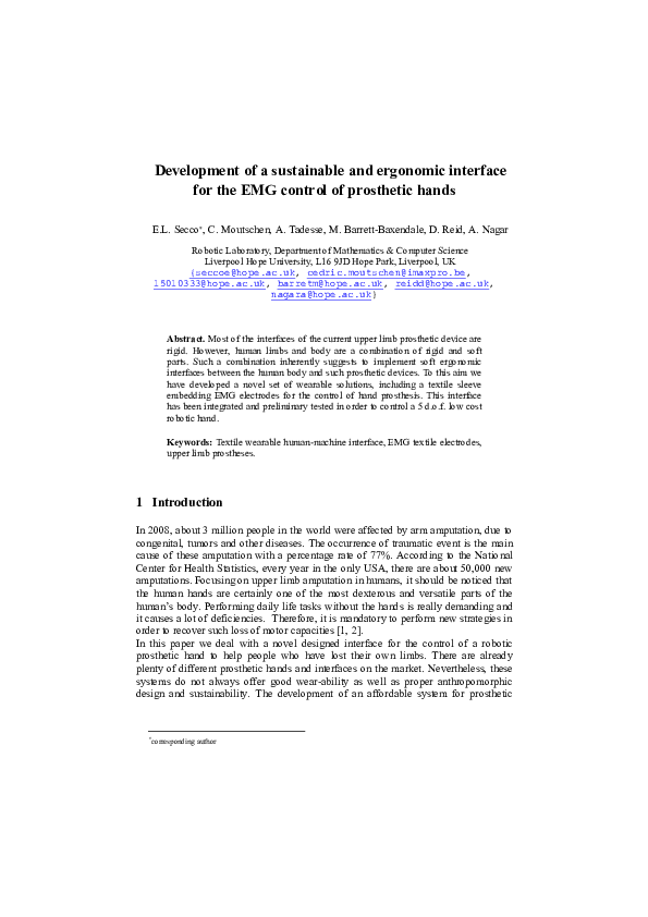 (PDF) Development of a sustainable and ergonomic interface for the EMG ...