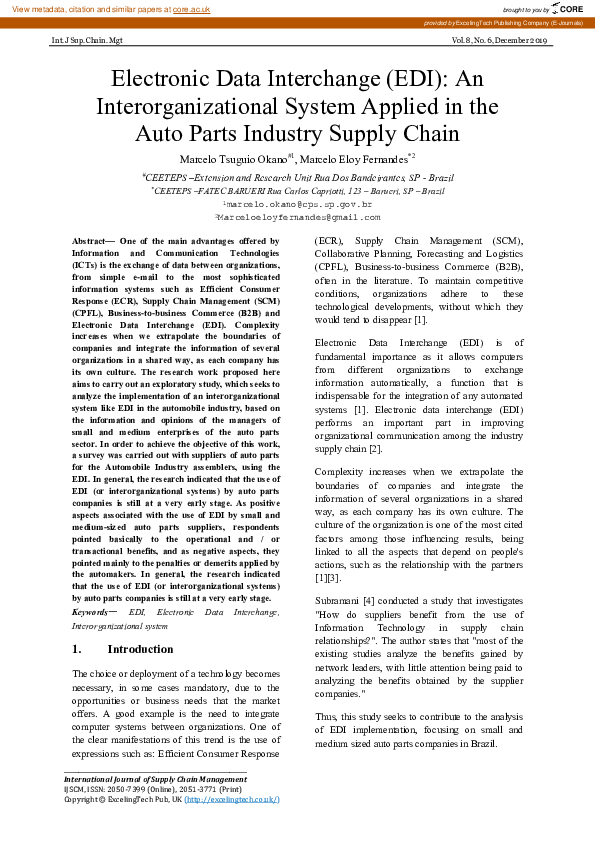 (PDF) Electronic Data Interchange (EDI): An Interorganizational System Applied in the Auto Parts ...