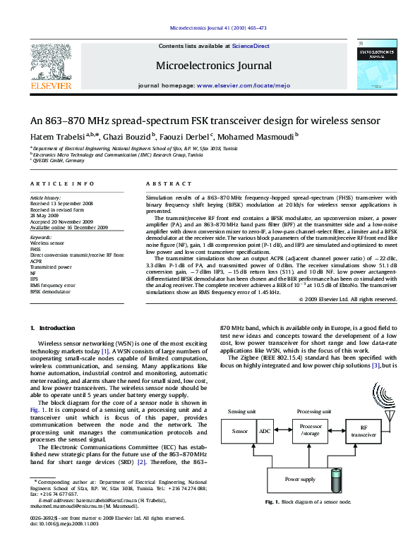 (PDF) An 863–870MHz spread-spectrum FSK transceiver design for wireless ...
