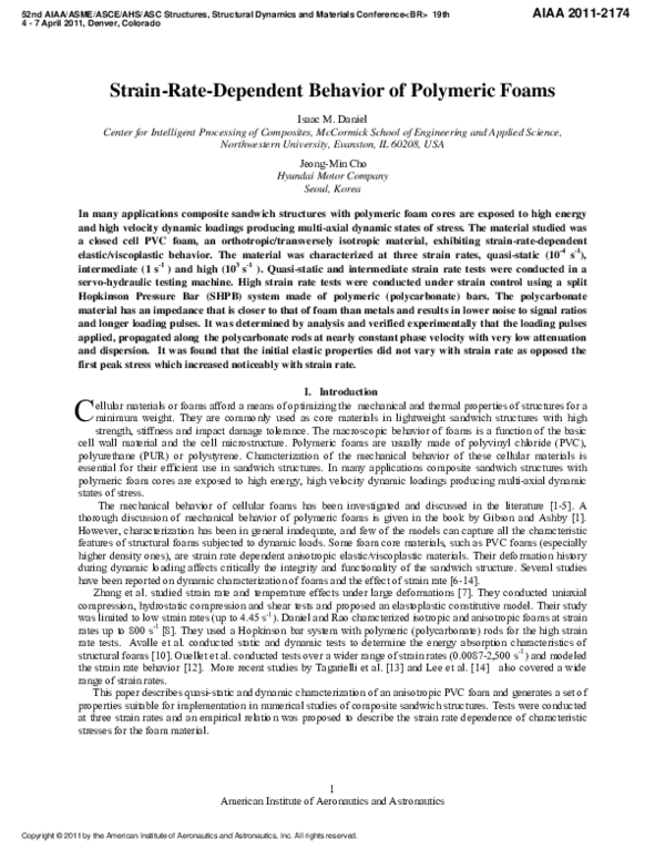 (PDF) Strain-Rate-Dependent Behavior of Polymeric Foams