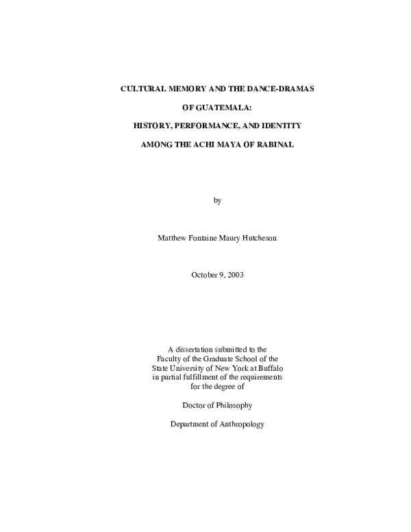 (PDF) Cultural memory and the dance-dramas of Guatemala : history ...