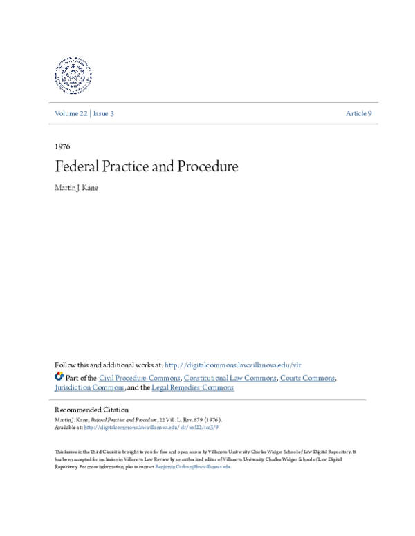 (PDF) Federal Practice and Procedure