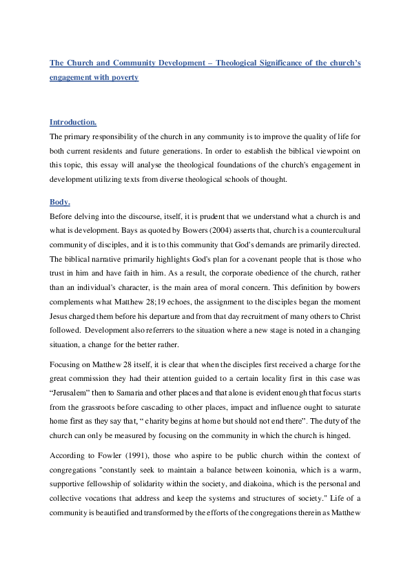 (PDF) The Church and Community Development