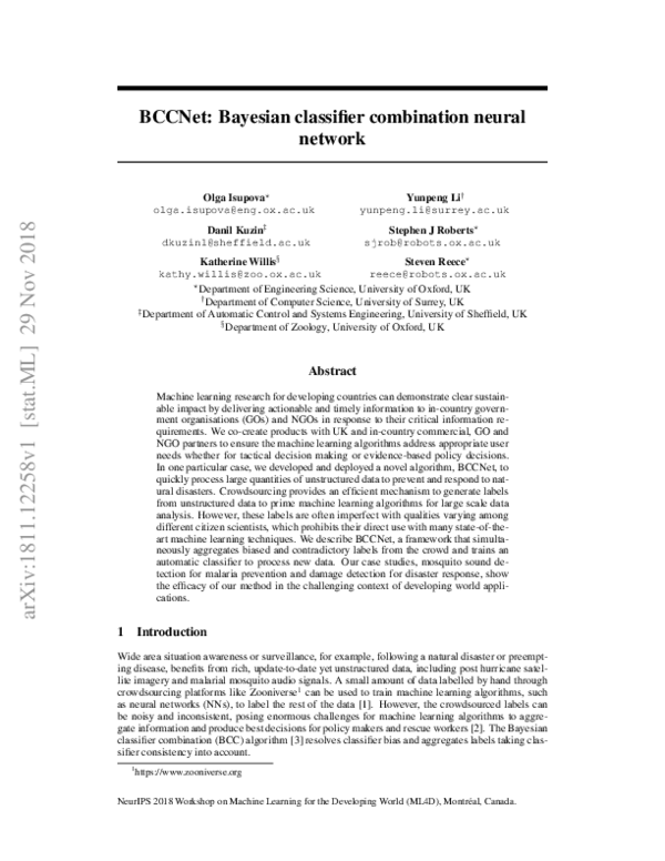 (PDF) BCCNet: Bayesian classifier combination neural network