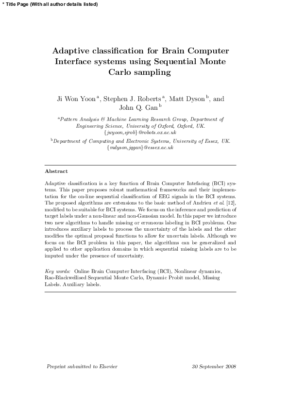 (PDF) Adaptive classification for Brain Computer Interface systems ...