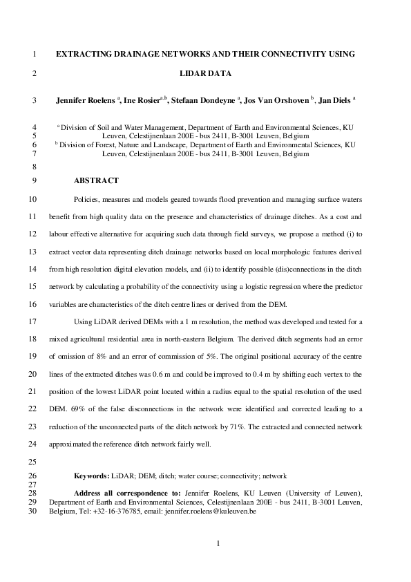 (PDF) LiDAR-Based Extraction of Drainage Networks