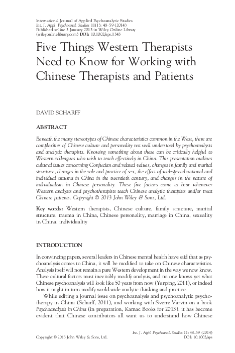 (PDF) Five Things Western Therapists Need to Know for Working with ... (PDF) Five Things Western Therapists Need to Know for Working with ...