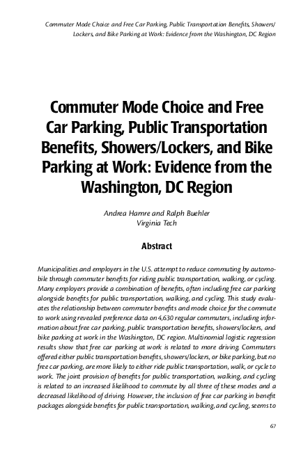 (PDF) Commuter Mode Choice and Free Car Parking, Public Transportation ...