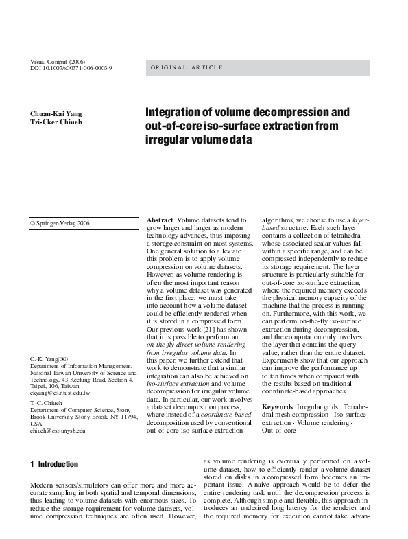 (PDF) Integration of volume decompression and out-of-core iso-surface extraction from irregular ...