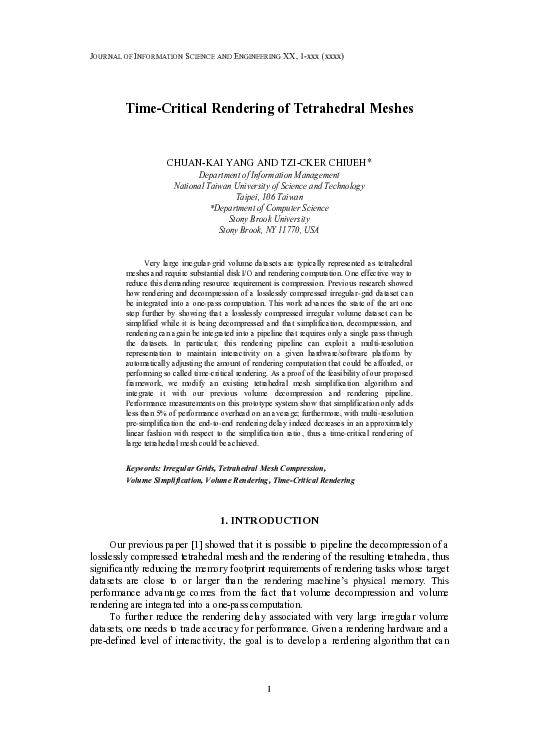 (PDF) Time-Critical Rendering of Tetrahedral Meshes