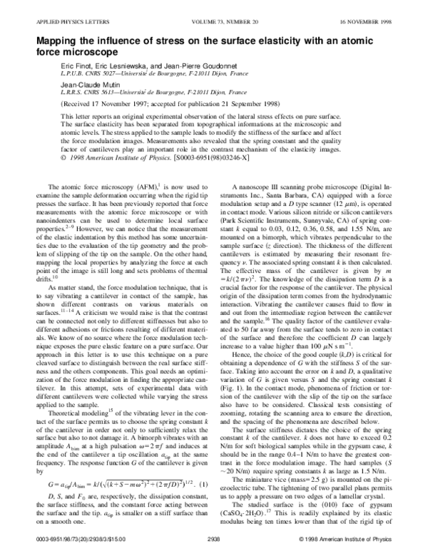 (PDF) Mapping the influence of stress on the surface elasticity with an atomic force microscope