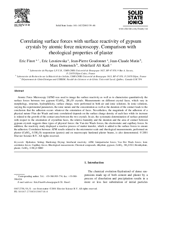 (PDF) Correlating surface forces with surface reactivity of gypsum ...