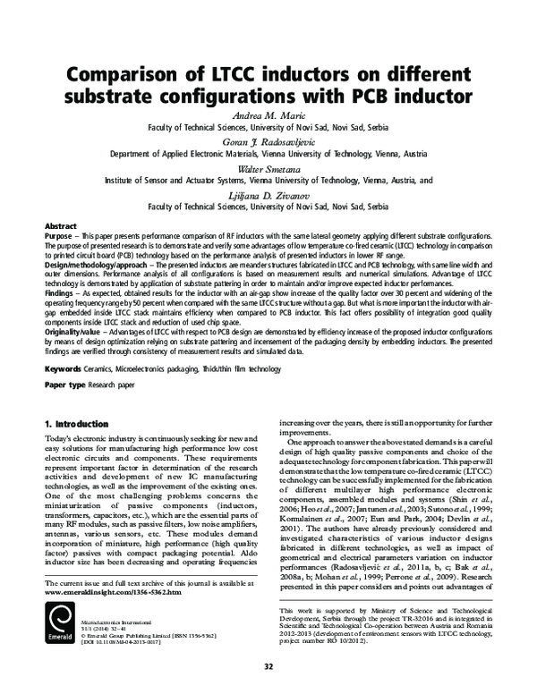 (PDF) Comparison of LTCC inductors on different substrate configurations with PCB inductor