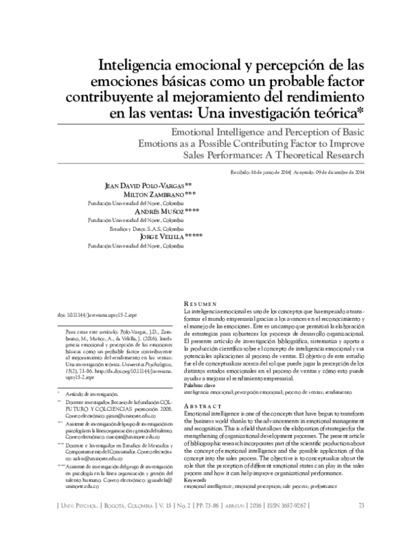 (PDF) Inteligencia emocional y percepción de las emociones básicas como un probable factor ...