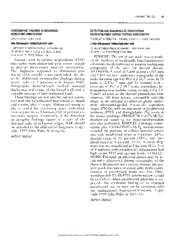Pdf Sonographic Findings In Abdominal Hereditary Angioedema S