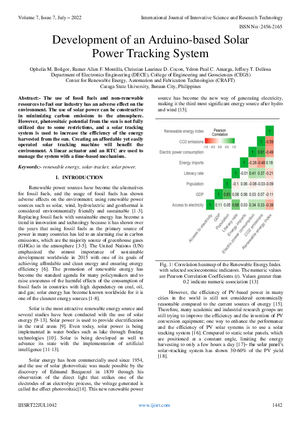 Pdf Development Of An Arduino Based Solar Power Tracking System