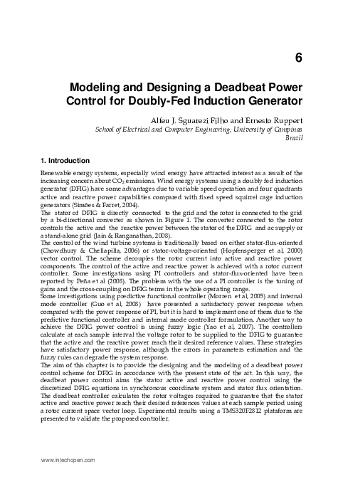 (PDF) Modeling and Designing a Deadbeat Power Control for Doubly-Fed Induction Generator