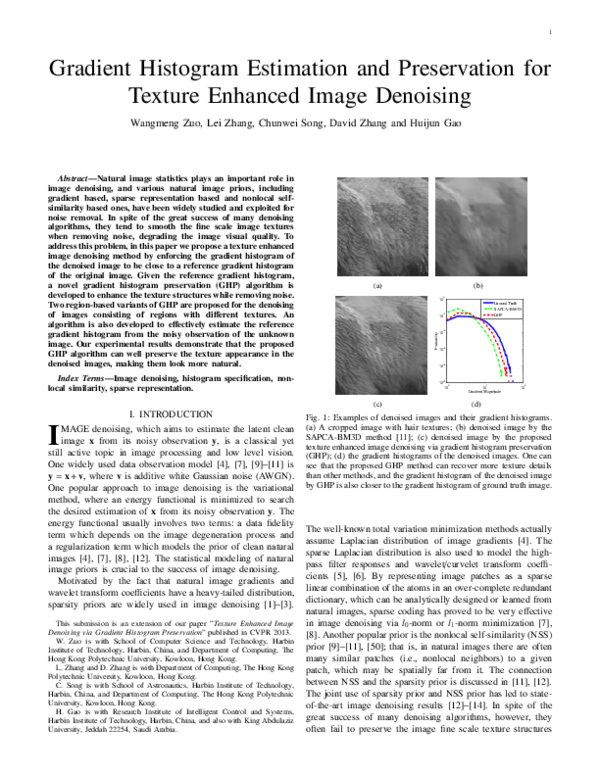 (PDF) Gradient Histogram Estimation and Preservation for Texture Enhanced Image Denoising