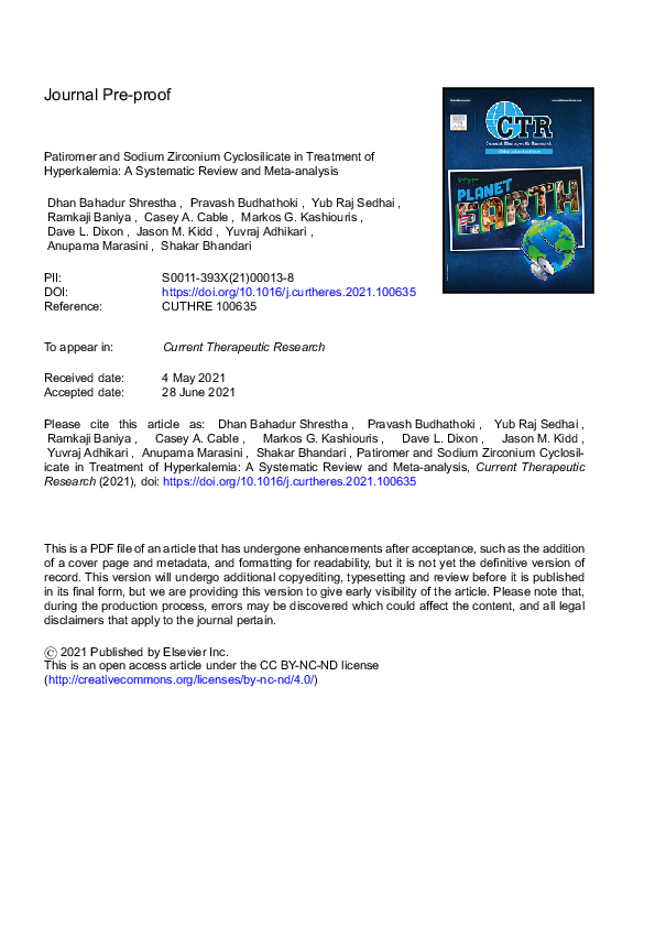 (PDF) Patiromer and Sodium Zirconium Cyclosilicate in Treatment of ...